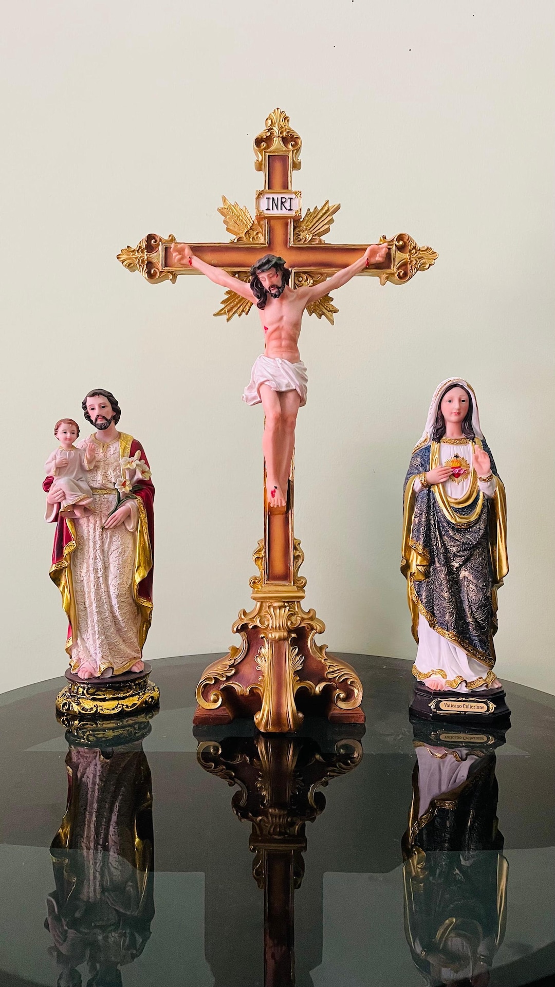 Catholic Altar Set: Crucifix, Immaculate Heart, Saint Joseph Statues - Etsy