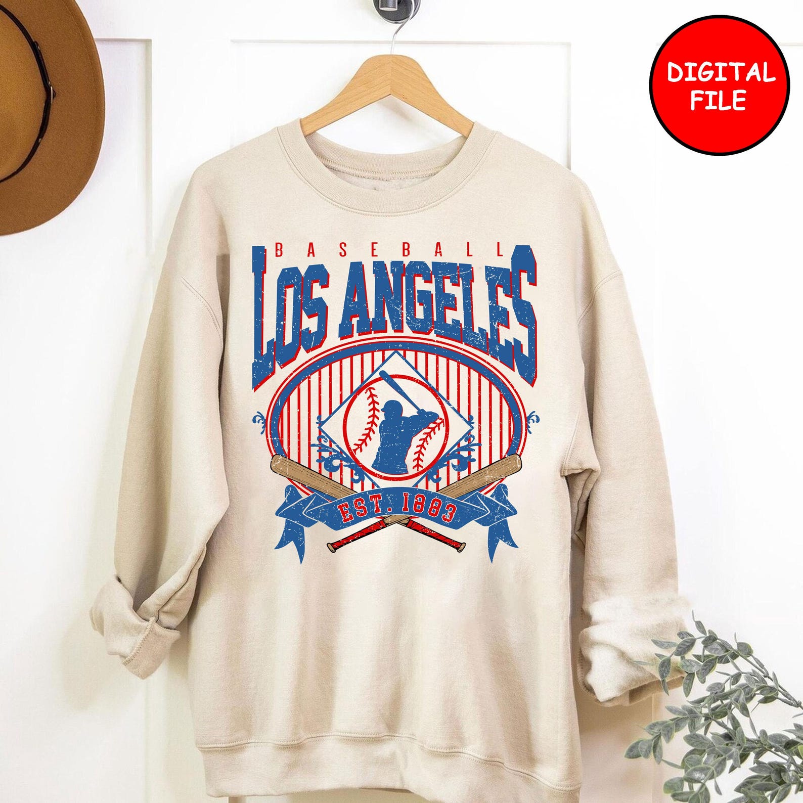 Retro Los Angeles Baseball 1883 PNG, Distressed Batting Silhouette ...