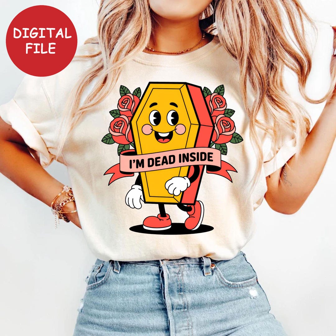 I’m Dead Inside PNG, Funny Coffin Cartoon Halloween Design, Dark Humor ...