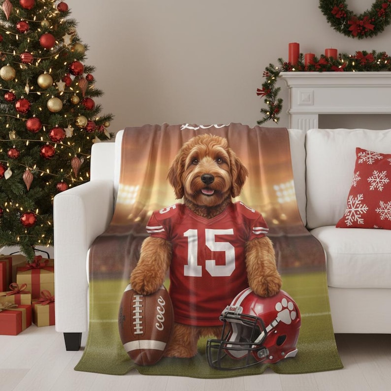 Custom Pet Sports Blanket | Personalized Dog Football Fleece Throw ...