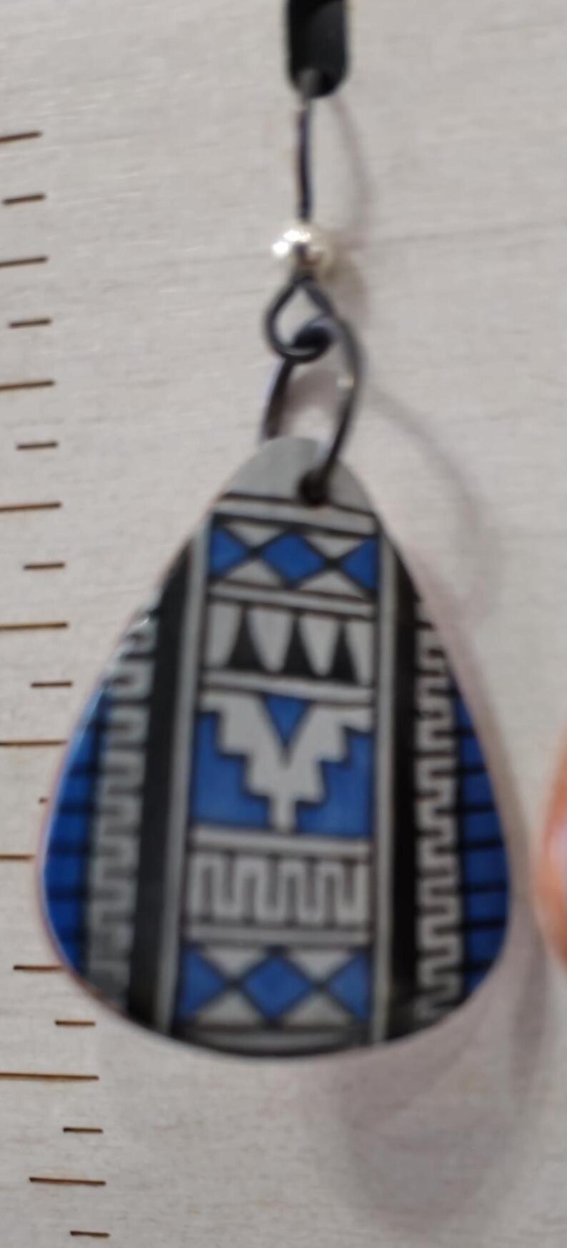 Peruvian Hand-painted Clay Triangle Beads * Blue-gray-black * Black ...