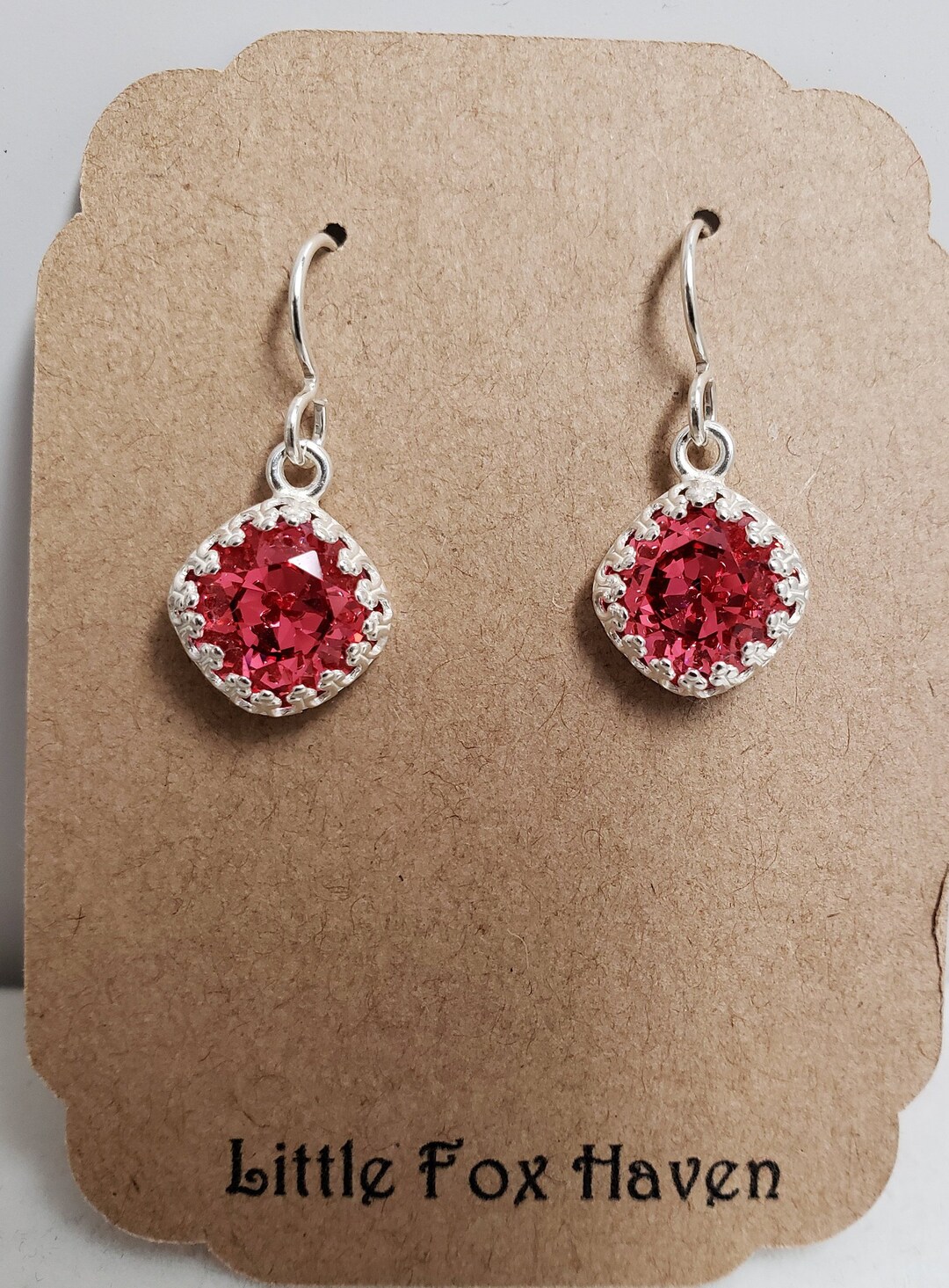 Swarovski Rivoli Indian Pink Crystal Beads Silver Bezels Sterling ...