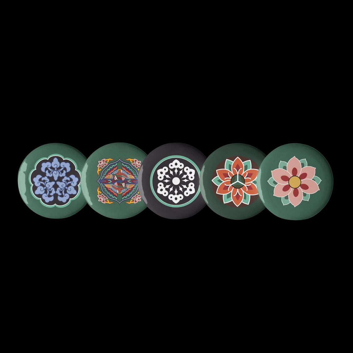 Gyeongbokgung Dancheong Korean Traditional Pattern Pin Badge Set ...