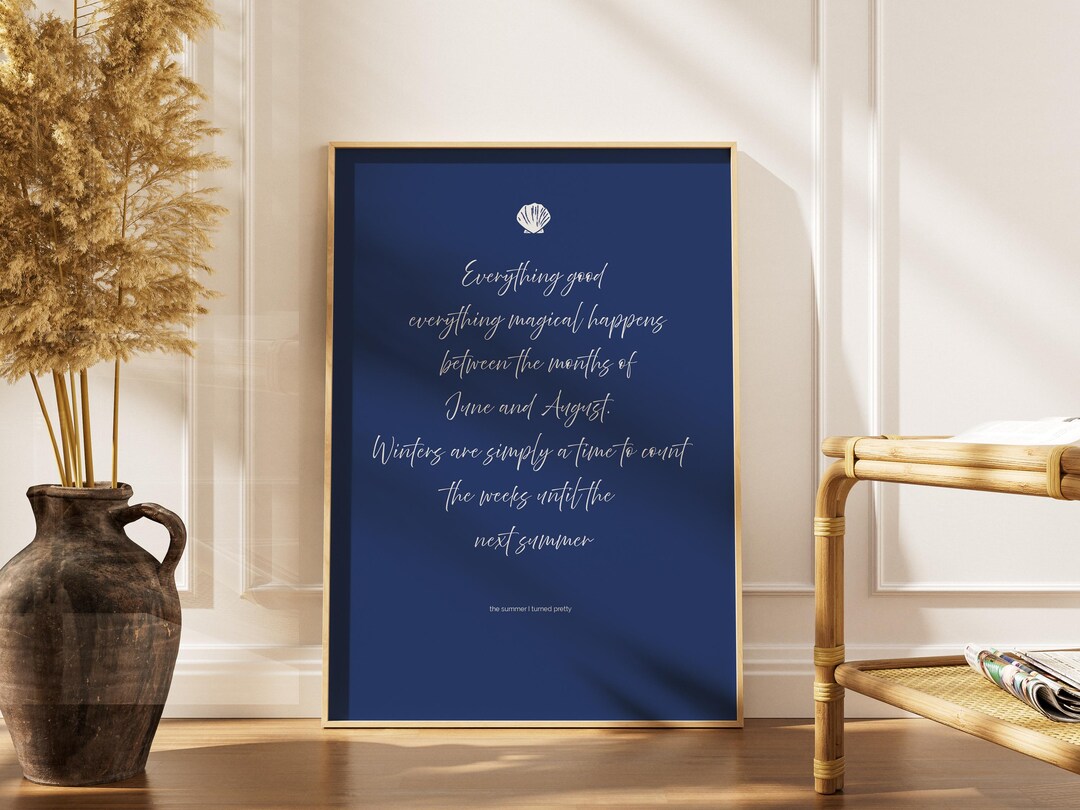 The Summer I Turned Pretty Printable Wall Art, Coastal Navy Shell Art ...