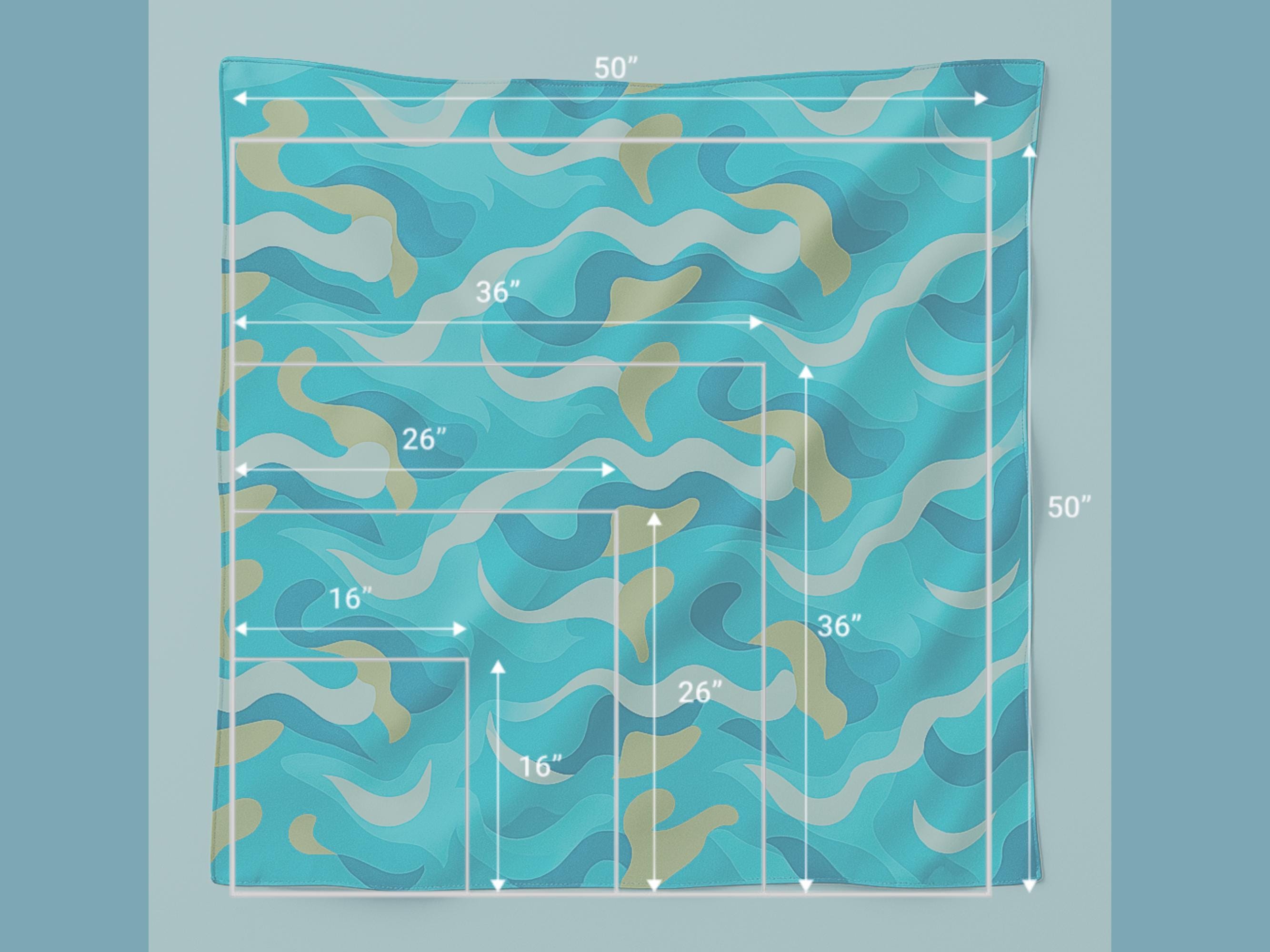 Square Blue Wave Silk Scarf: Canadian-made Teal Neck Wrap - Etsy