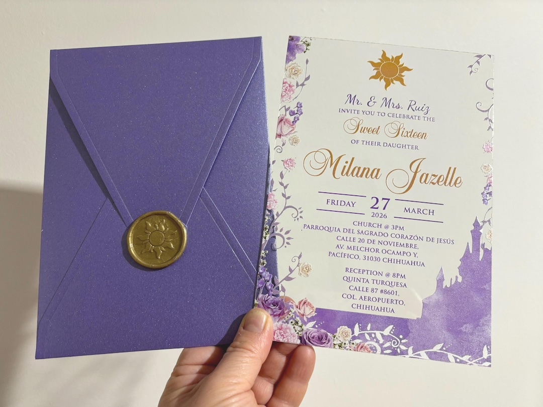 Tangled, Rapunzel, Acrylic Quinceañera Invitation, Sweet 16, Quince ...
