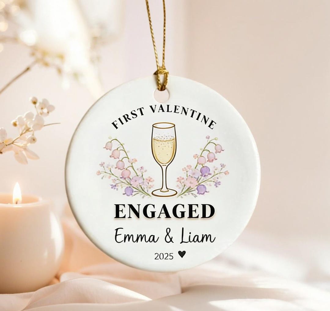 Personalized Ceramic Heart Valentine Ornament，custom Engaged Couple ...