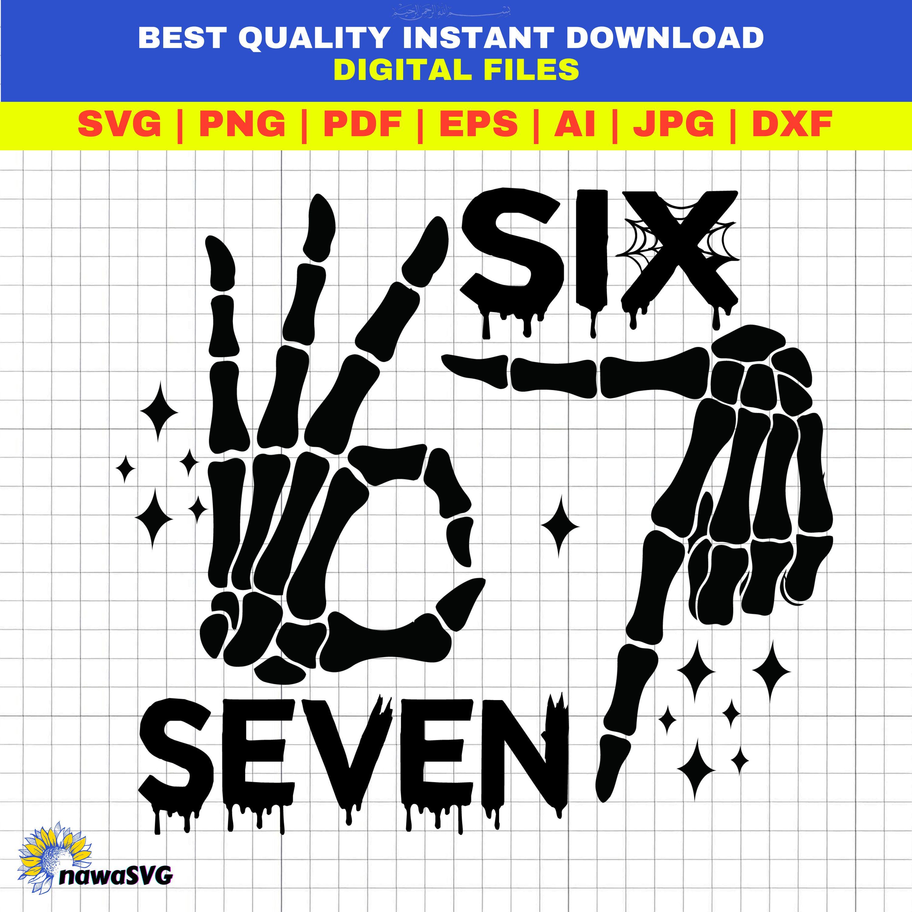 Funny Six Seven Skeleton Hands SVG PNG, Halloween Clipart (digital ...
