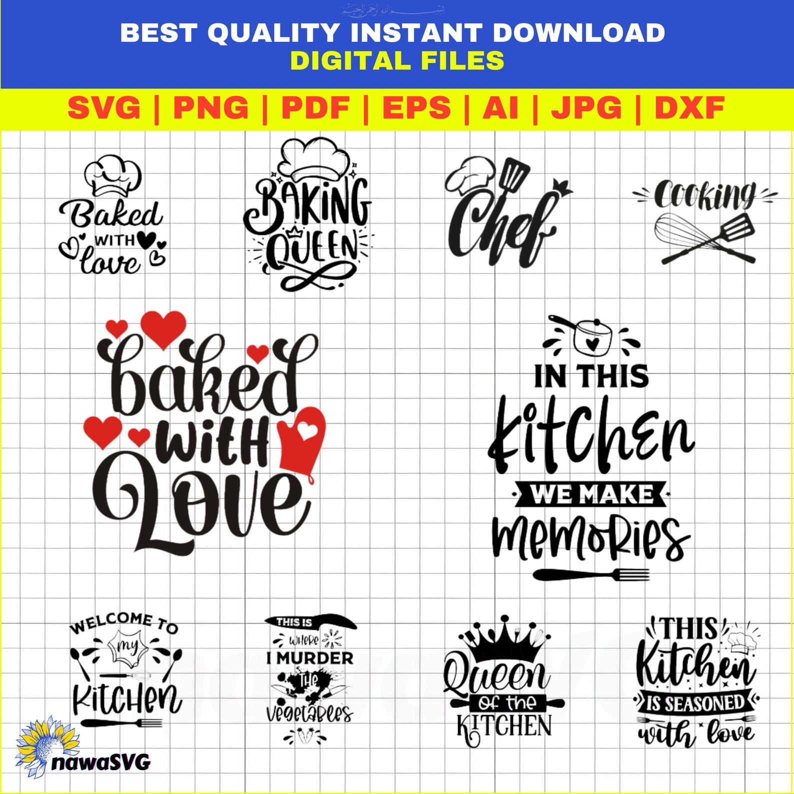 Funny Kitchen Quotes SVG Bundle: Farmhouse Sign Cut Files (digital ...