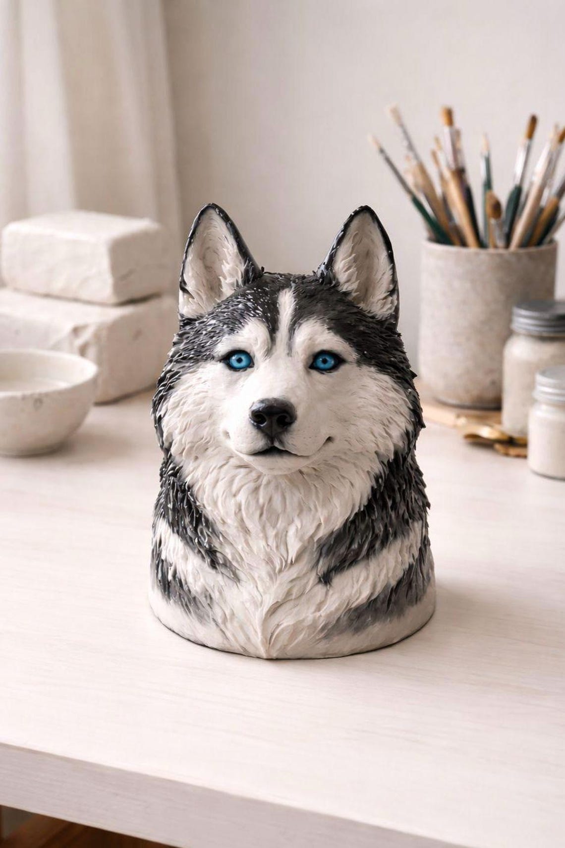 Custom Dog Bust Sculpture, Handmade Pet Decor, Personalized Clay Dog ...