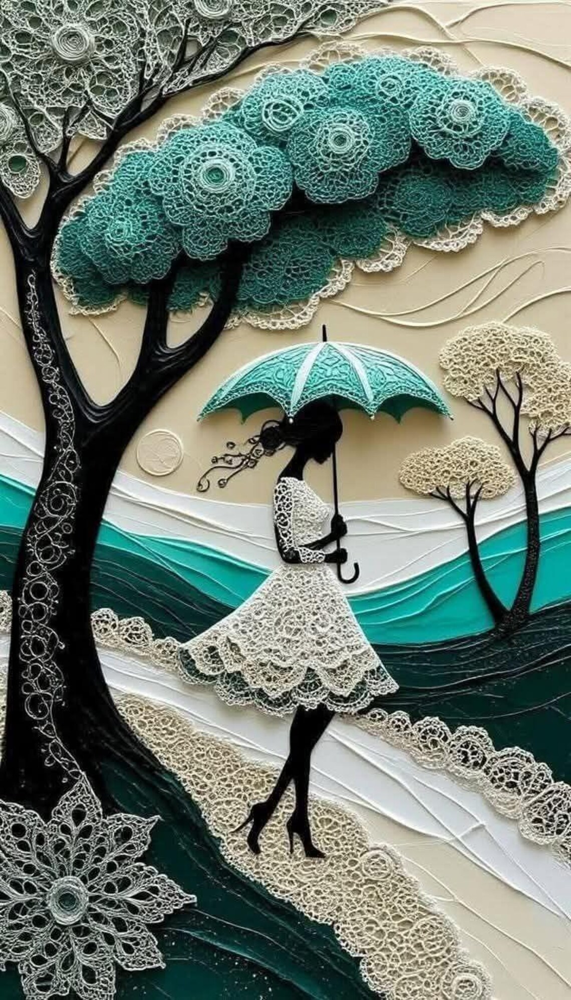 Elegant Paper Quilling Lady With Umbrella Wall Art - Etsy