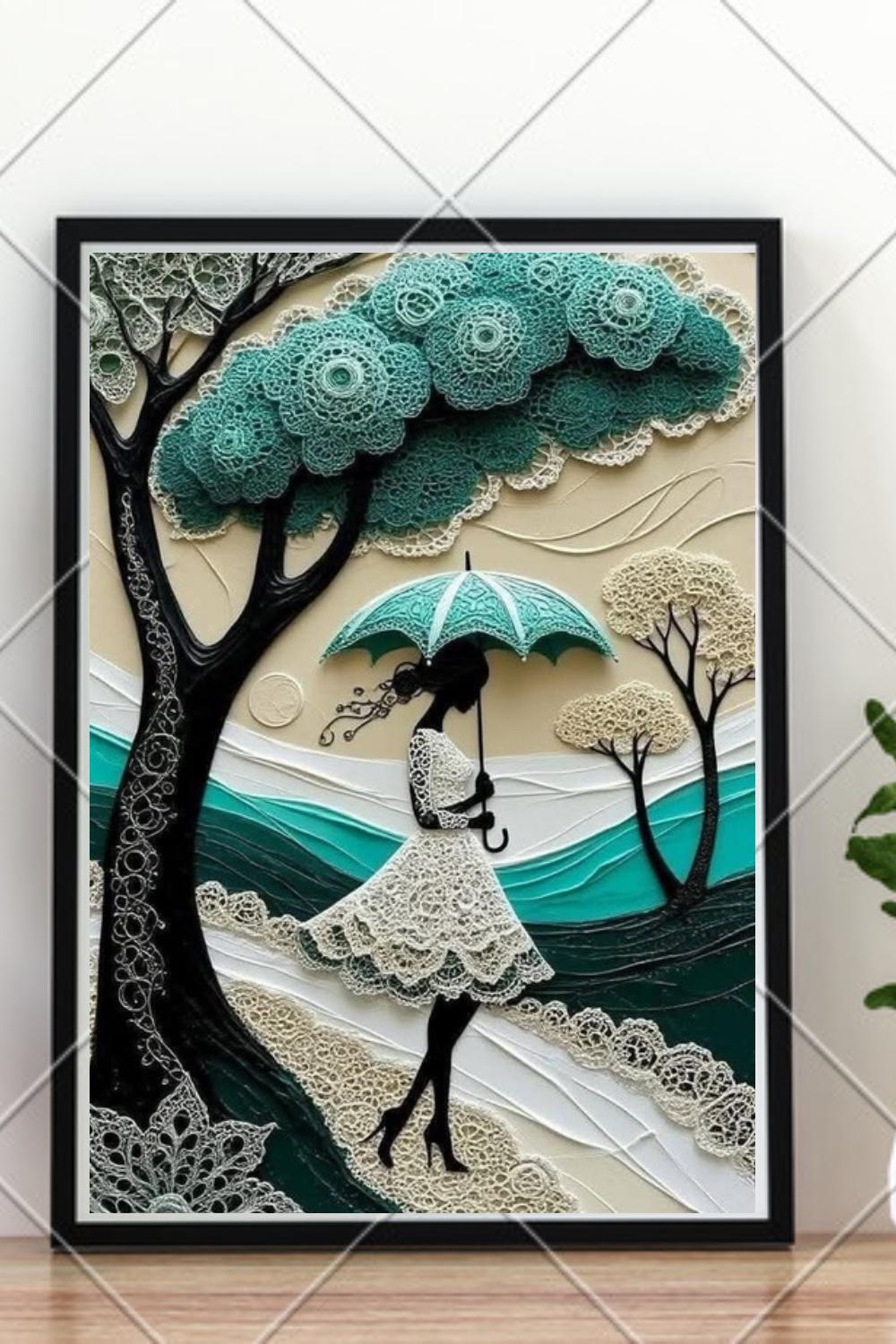 Elegant Paper Quilling Lady With Umbrella Wall Art - Etsy