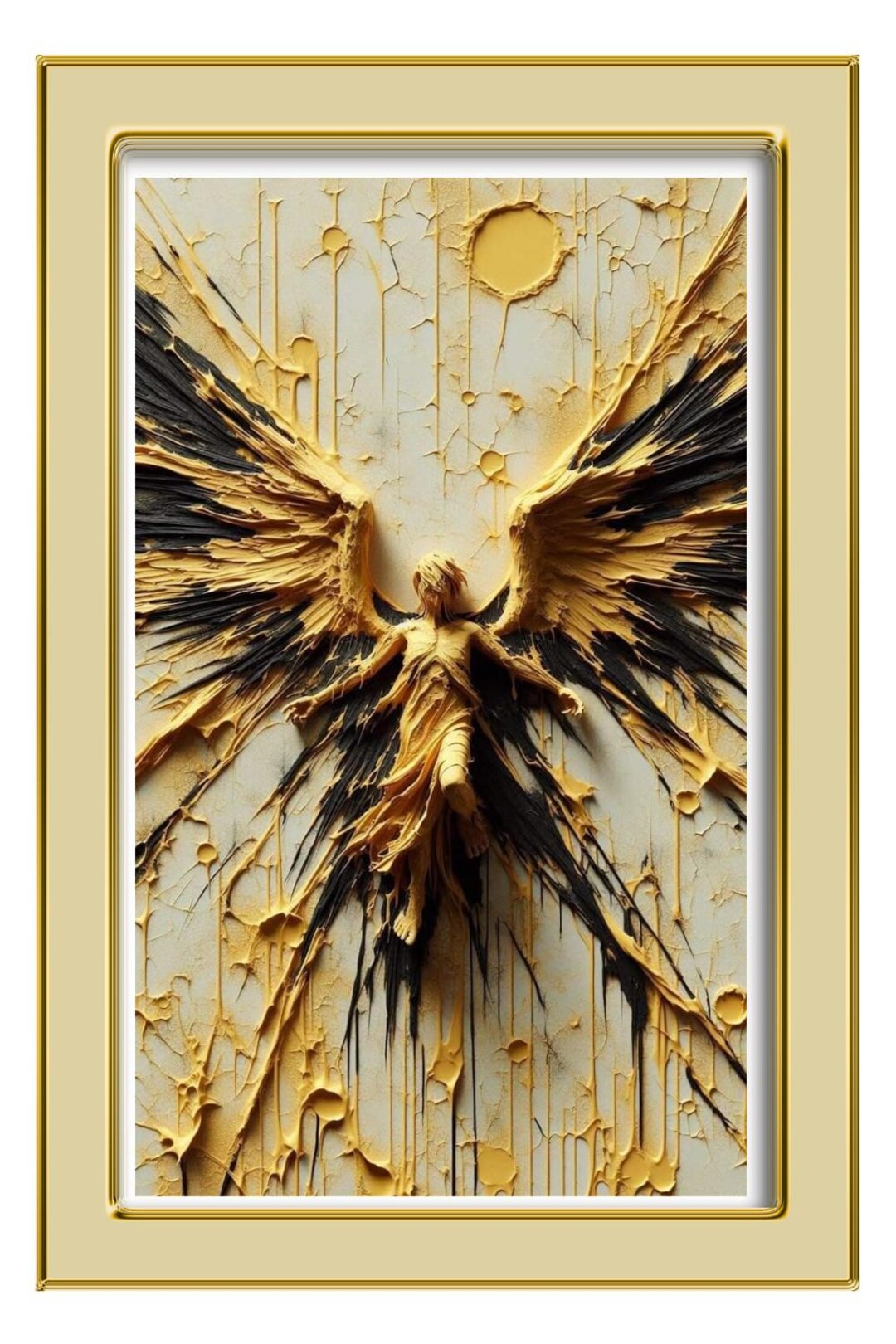 Golden Impasto Angel Wings Abstract Artwork | Modern Textured Wall ...