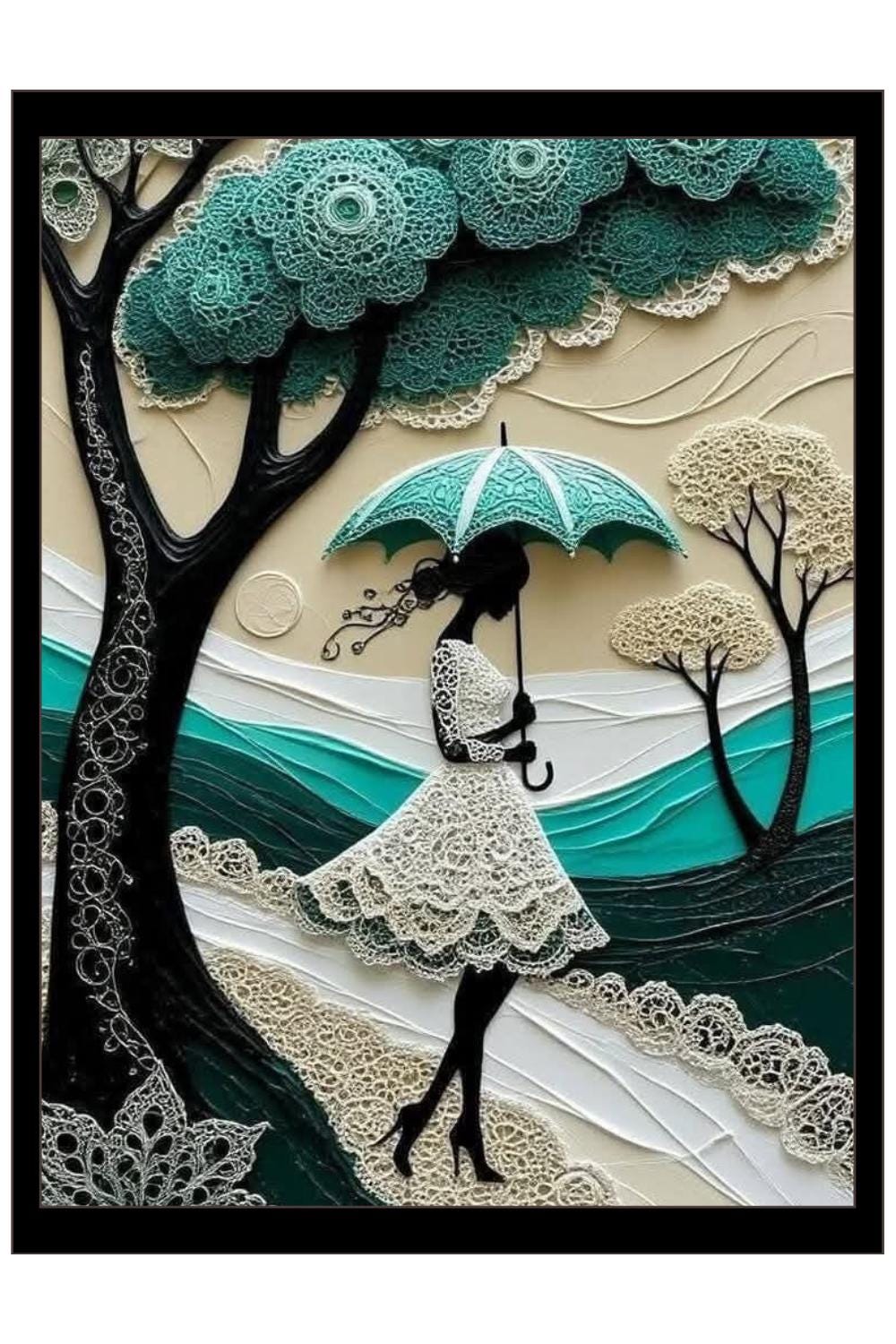 Elegant Paper Quilling Lady With Umbrella Wall Art - Etsy