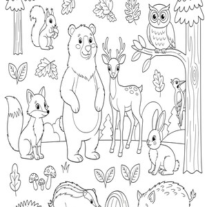 Woodland Animals Coloring Page: Forest Friends Printable (PDF) - Etsy