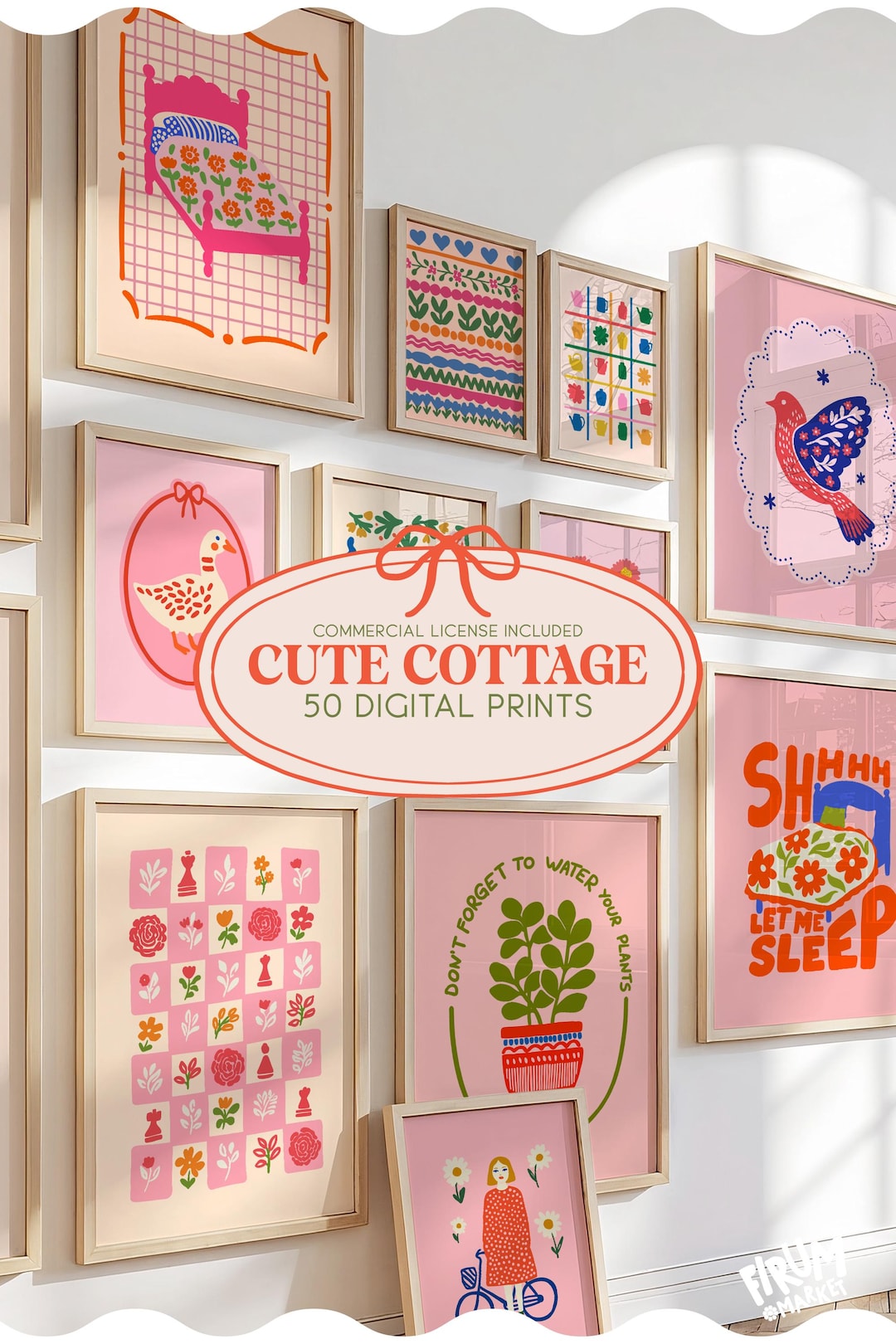 Cozy Pastel Wall Art Bundle, Soft Cottage Poster Set, Creative Rights ...