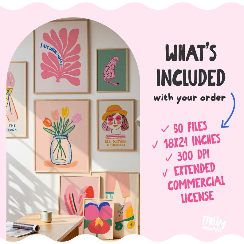 Colorful Eclectic Danish Pastel Set of 50 Printable Posters, Cute ...