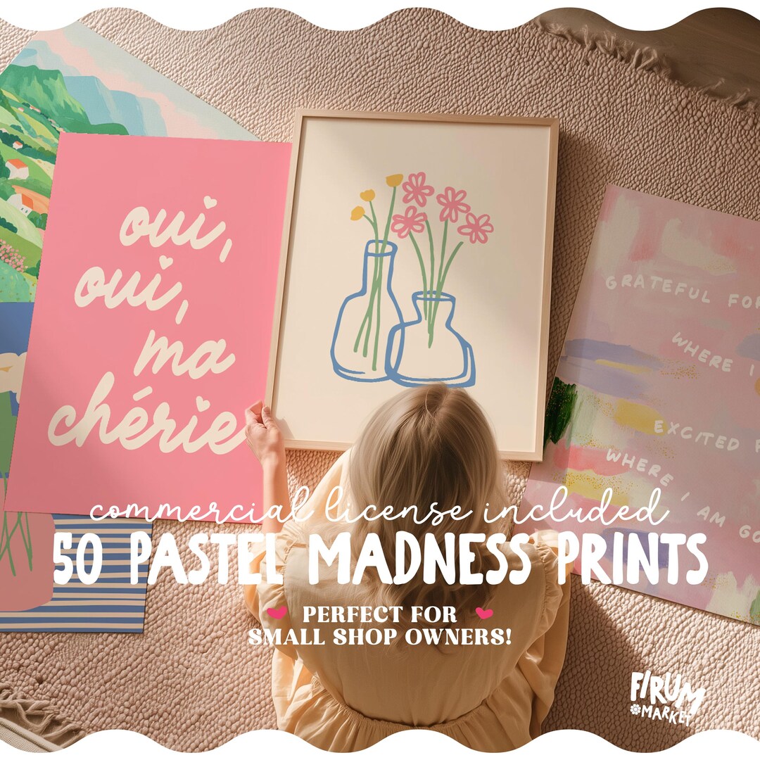 Dopamine Cute Pastel Set of 50 Prints, Commercial Use Allowed ...