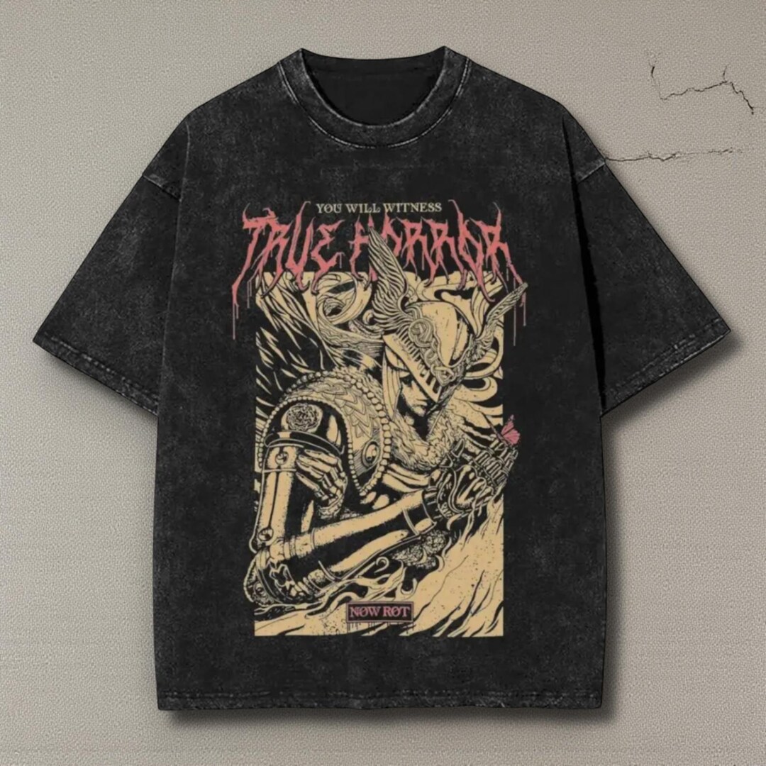 Fantasy Warrior Inspired T-shirt, Washed Y2K Short Sleeve Tee for Men ...