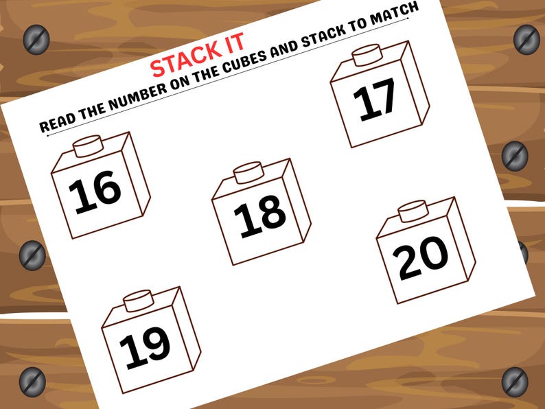 Stack It Number Cubes 1-20 – Printable Math Worksheet (digital Download ...