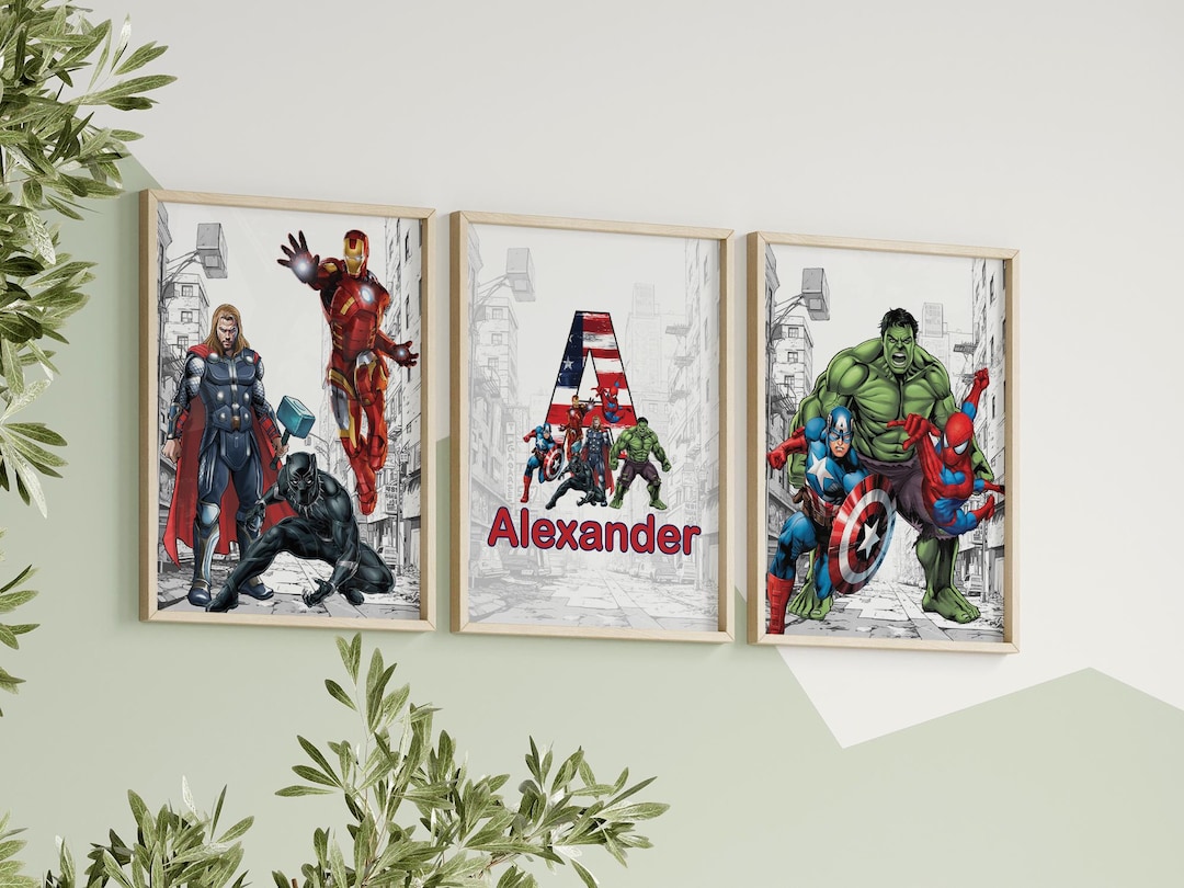 Personalized Superhero Name Print, Kids Room Decor (digital Download ...