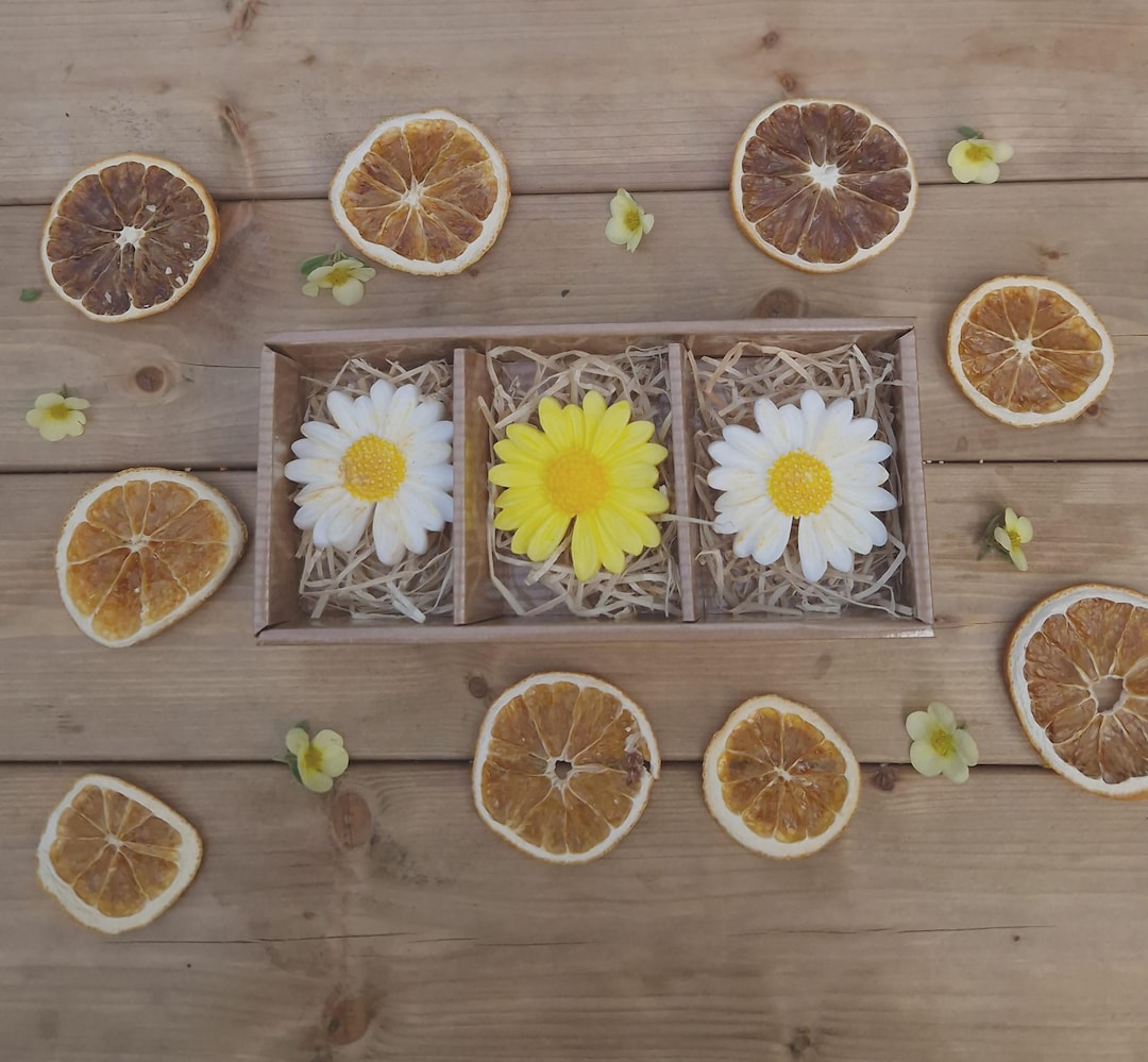 Mini Yellow and White Daisy Soap Set: Handmade Glycerin Guest Soaps ...