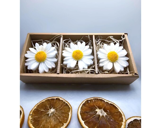 Handmade Daisy Soap Gift Set – 3 Floral Soaps in Gift Box - Etsy