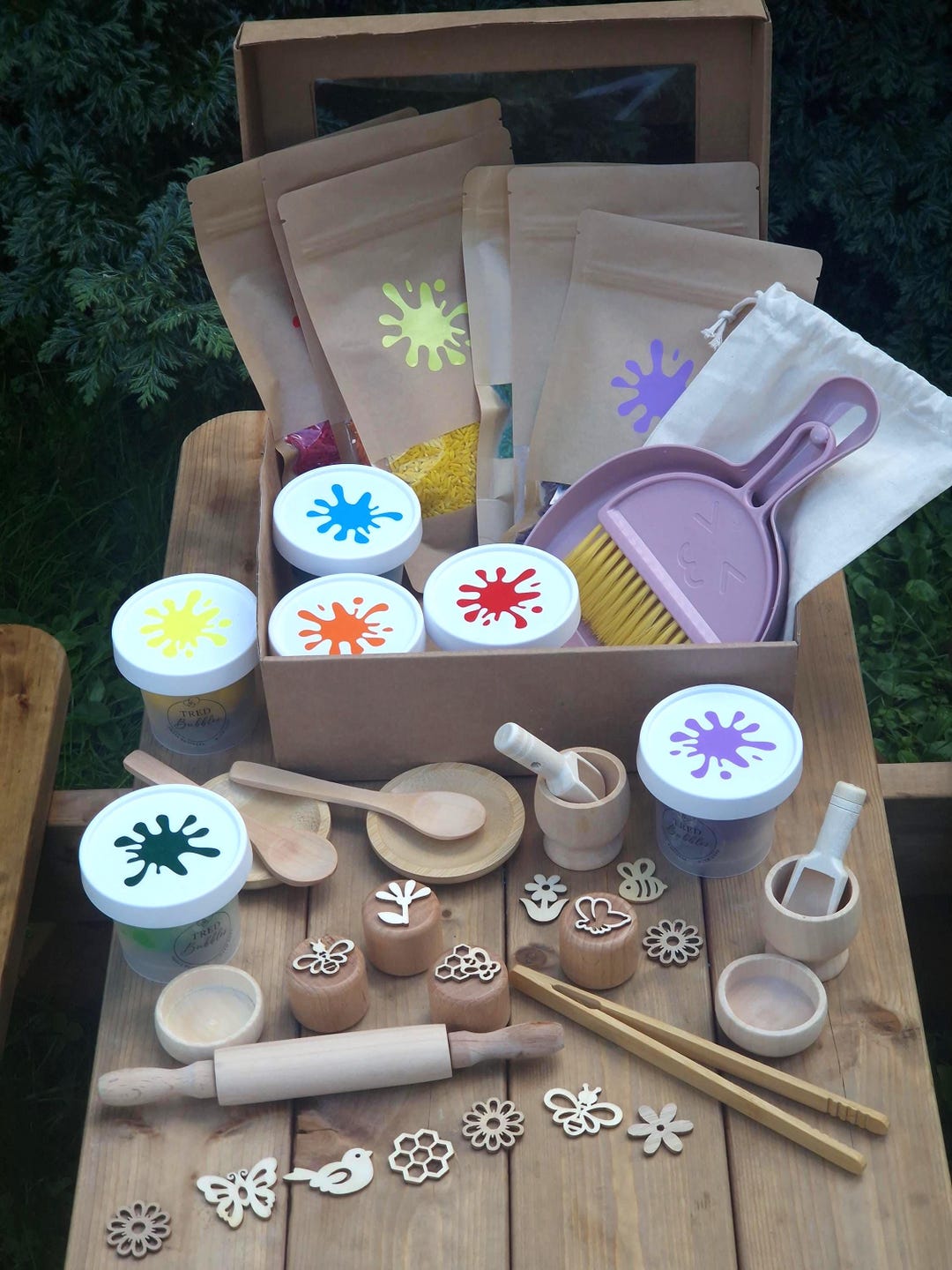 50-piece Sensory Play Box | Xlarge Set With Natural Play Dough, Colored ...