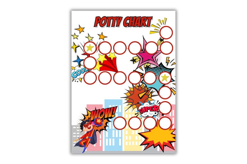 Superhero Potty Training Chart for Kids – Printable Reward Chart With ...
