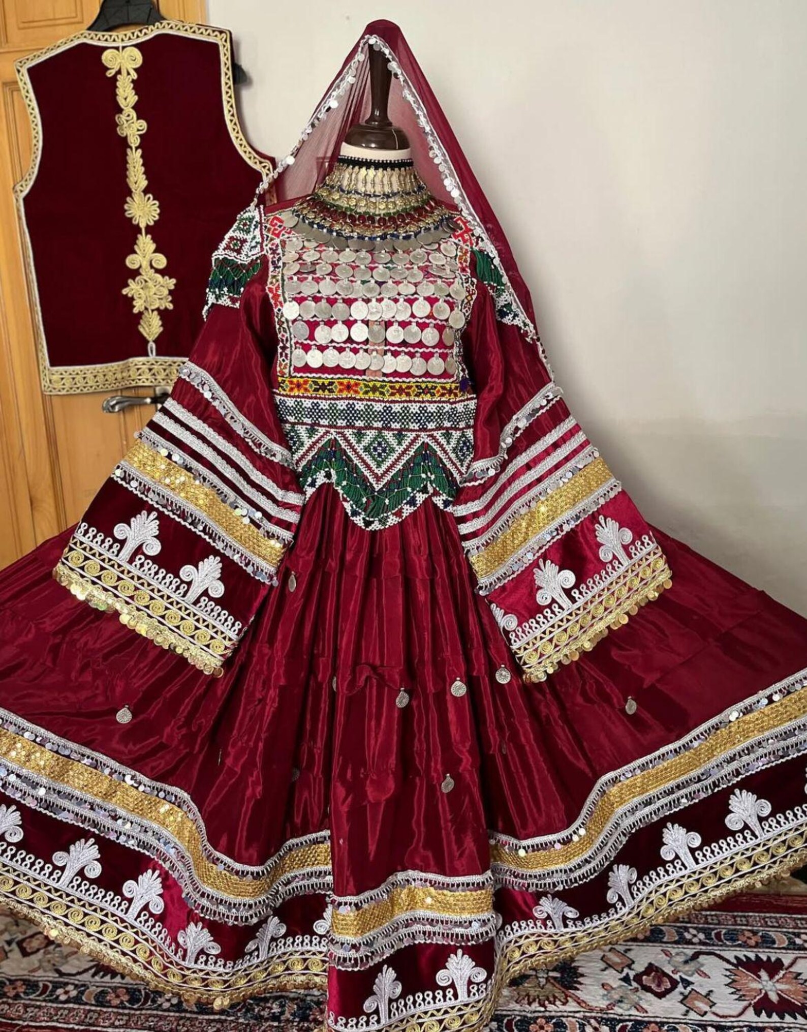 Handmade Velvet Afghan Kuchi Dress: Embroidered Ethnic Wedding Dress - Etsy