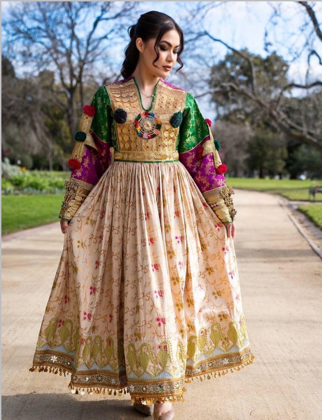 Traditional Afghan Kuchi Dress | Handmade Embroidered Ethnic Gown ...