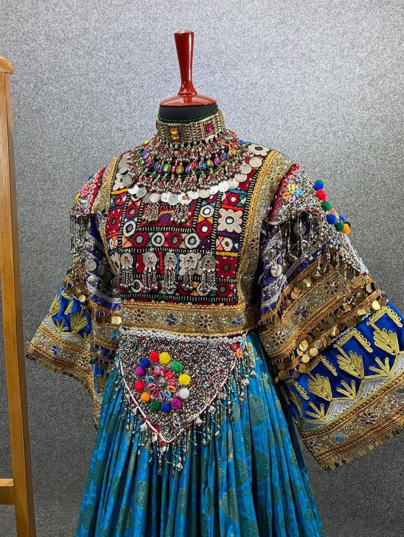 Afghan Traditional Blue Dress | Hand-embroidered Kuchi Dress With ...