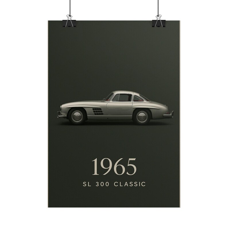 1965 Mercedes-benz 300SL Gullwing Poster Silver Luxury Wall Art ...
