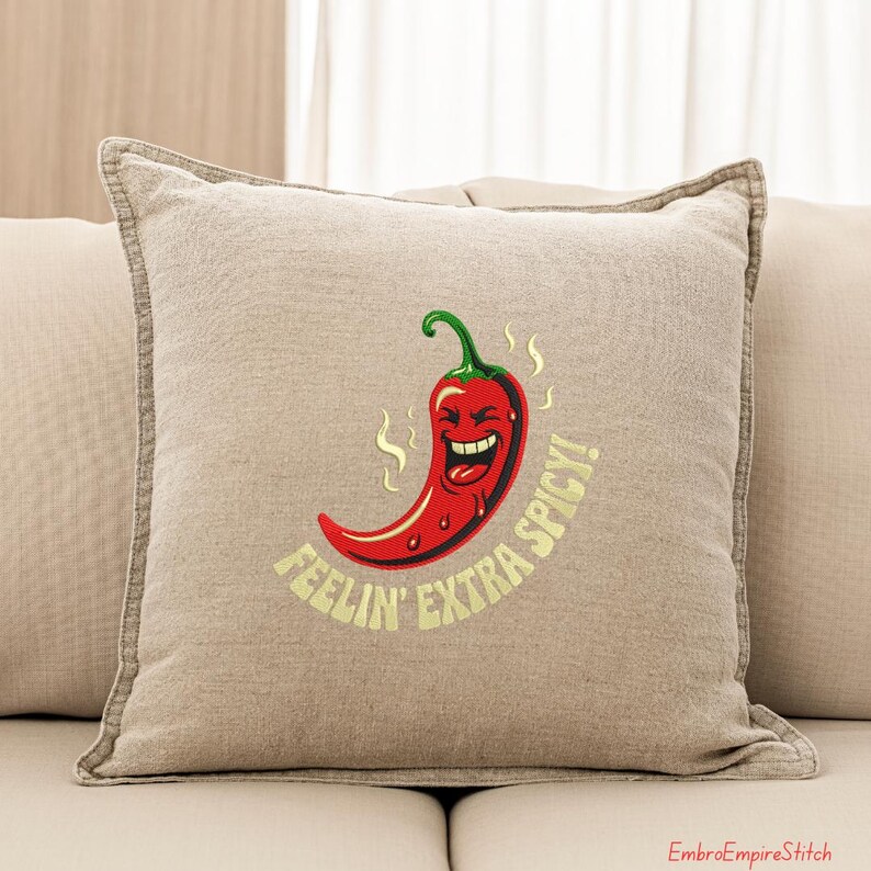 Spicy Chili Pepper Embroidery Design: Funny Foodie Gift (PES Pattern ...