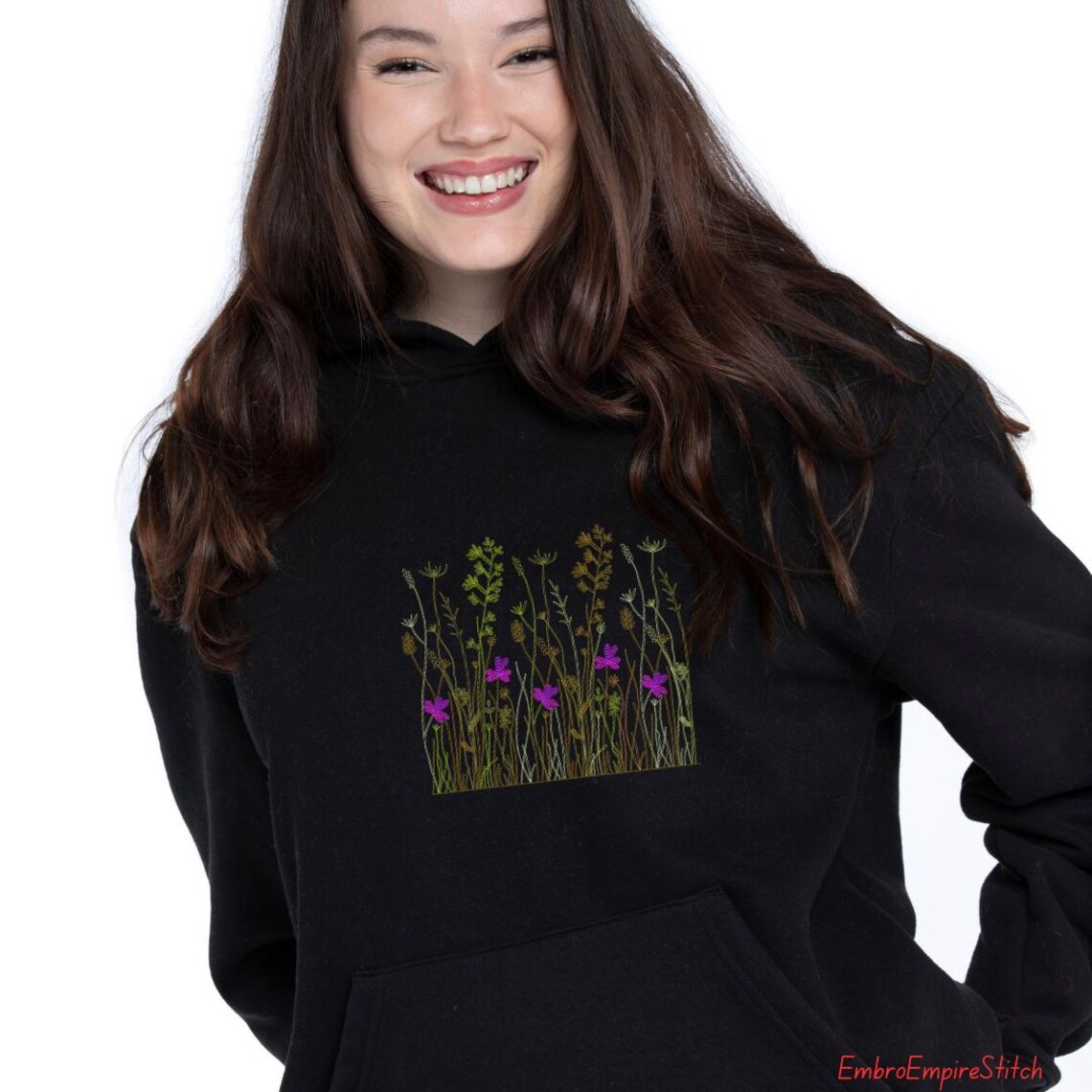 Wildflower Field Embroidery Design: Spring Floral Meadow Stitch File ...