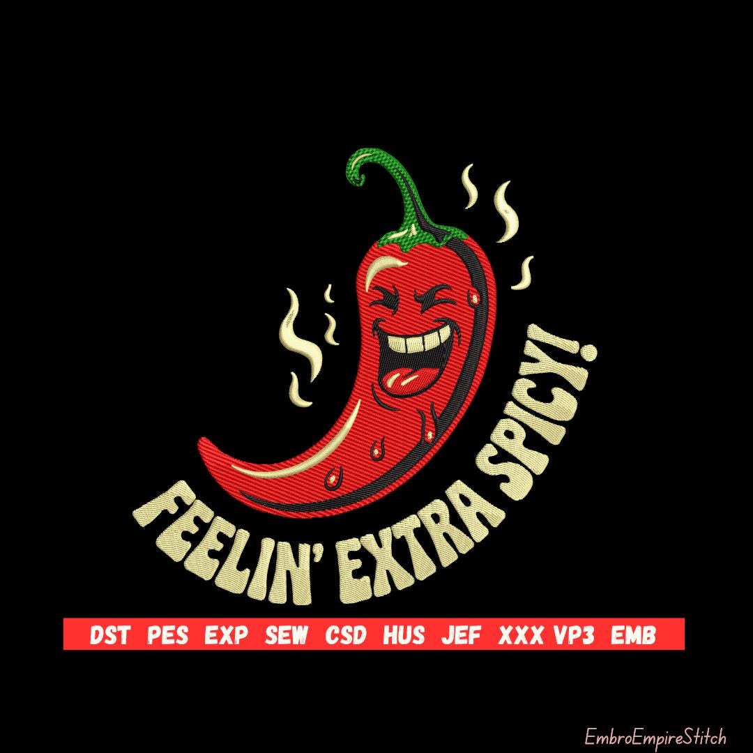 Spicy Chili Pepper Embroidery Design: Funny Foodie Gift (PES Pattern ...