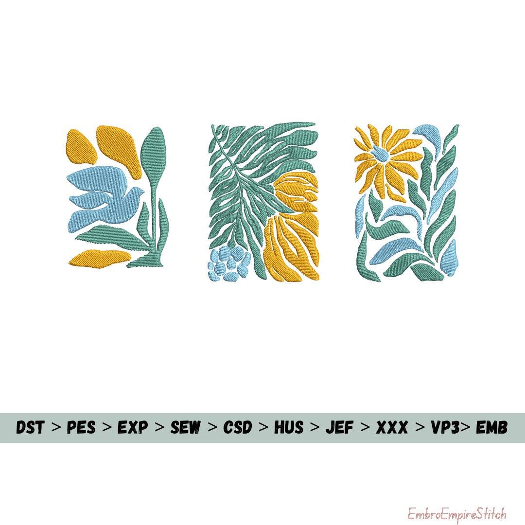 Abstract Floral Embroidery Designs: Botanical Medley Machine Files ...