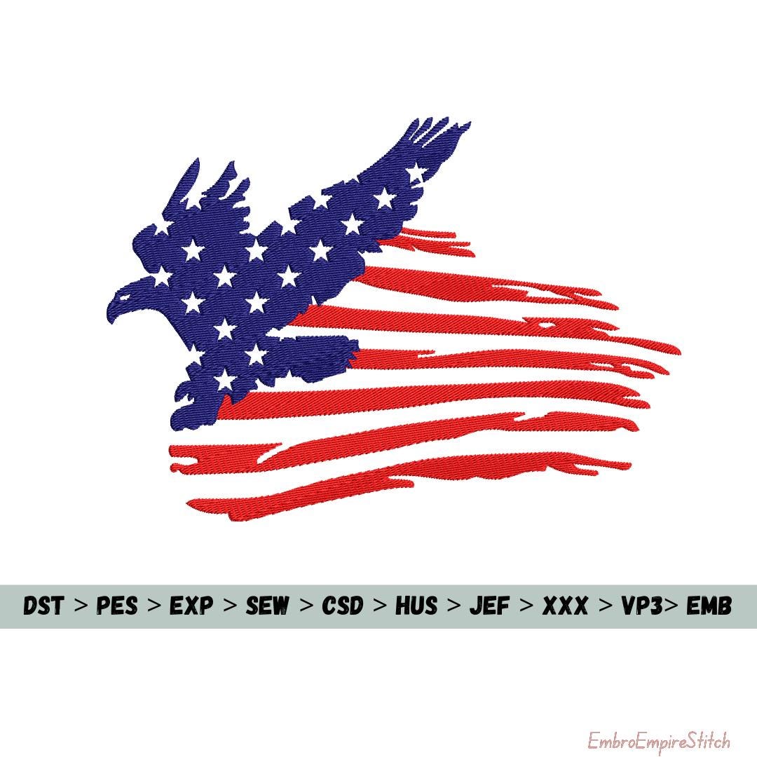 Patriotic American Flag Eagle Embroidery Design, Eagle Embroidery ...