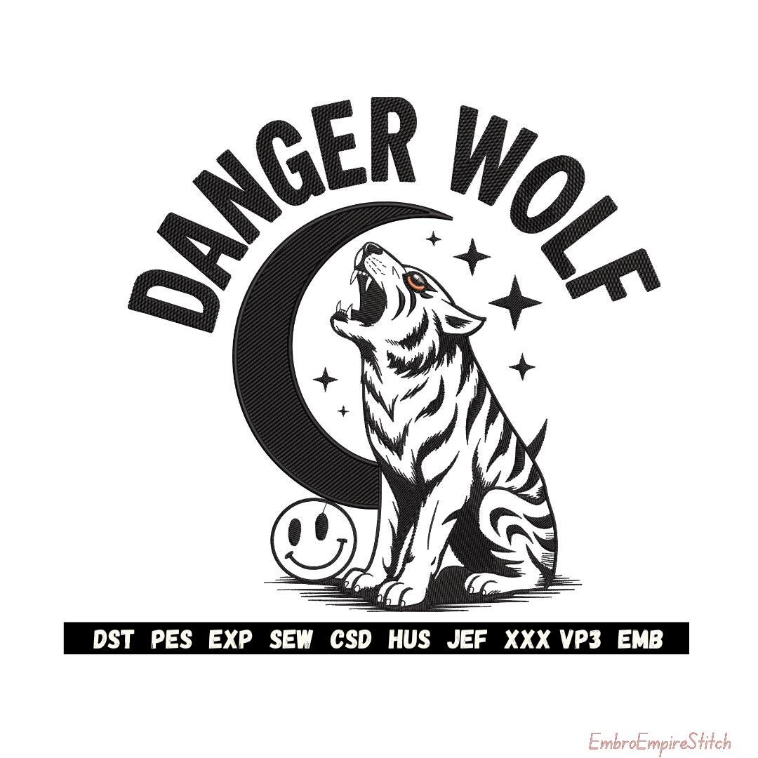 Danger Wolf Embroidery | Machine Embroidery PES Pattern | Animal Patch ...