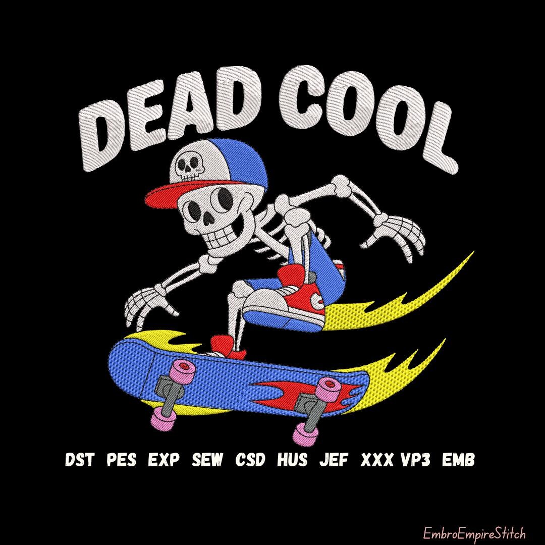 Skating Ghost Embroidery Design: Spooky Halloween Skateboard Art ...