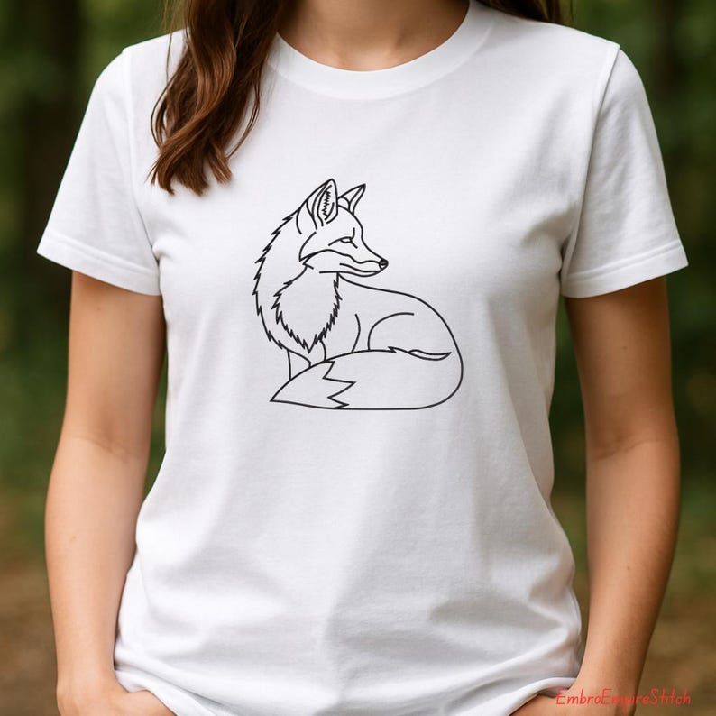 Minimalist Fox Embroidery Design: Woodland Animal Outline (10 Sizes ...