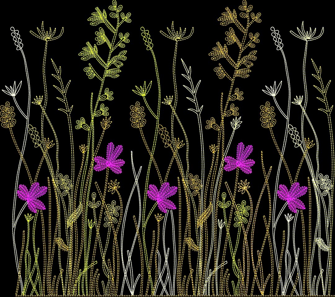 Wildflower Field Embroidery Design: Spring Floral Meadow Stitch File ...