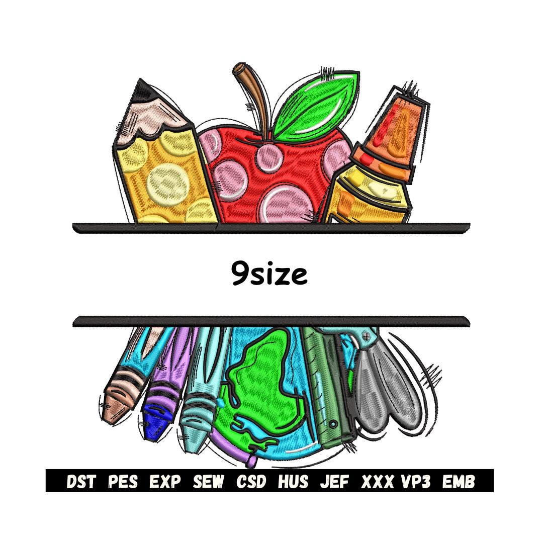 Colorful Pencil Name Box Back to School Embroidery Design | School ...