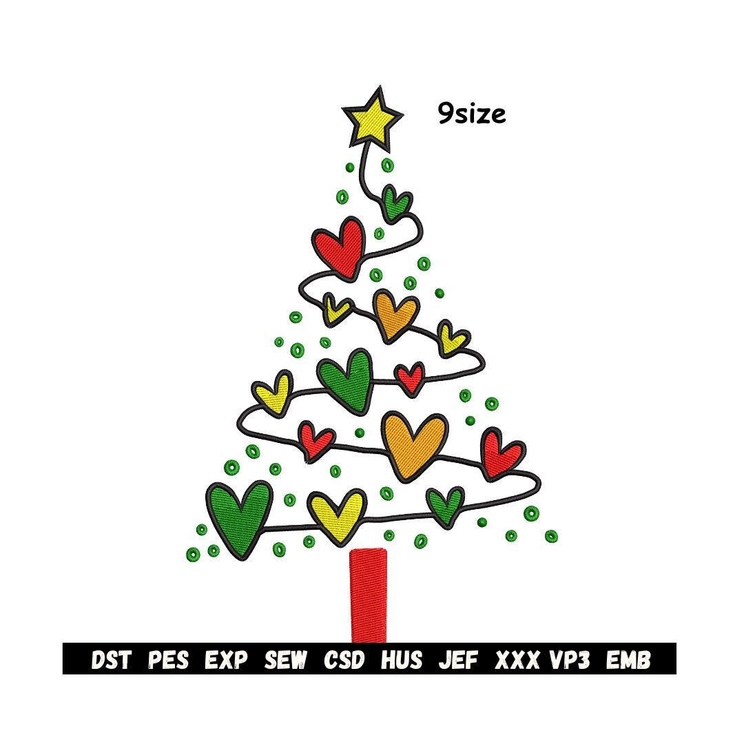 Christmas Love Tree Embroidery Design | Festive Embroidery | Holiday ...