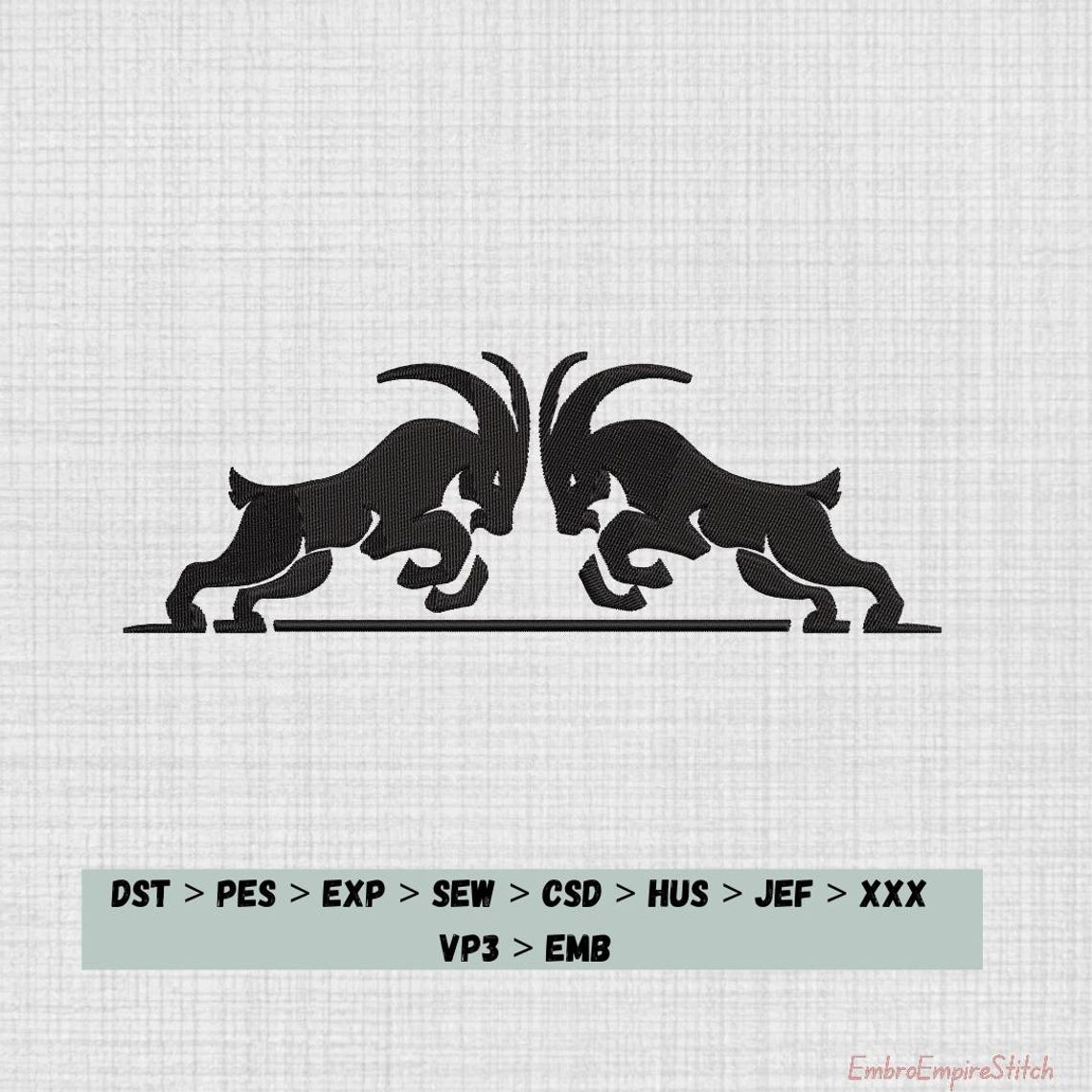 Fighting Goats Embroidery Design | Anime Machine Embroidery (DST, PES ...