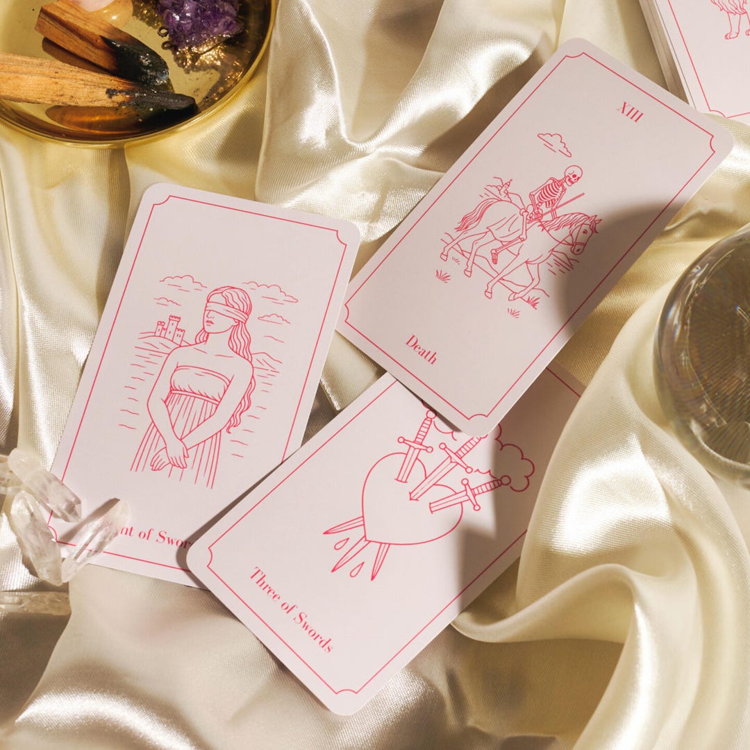 Pink Tarot Card Deck, Minimalist Design Indie Tarot Cards, Original ...
