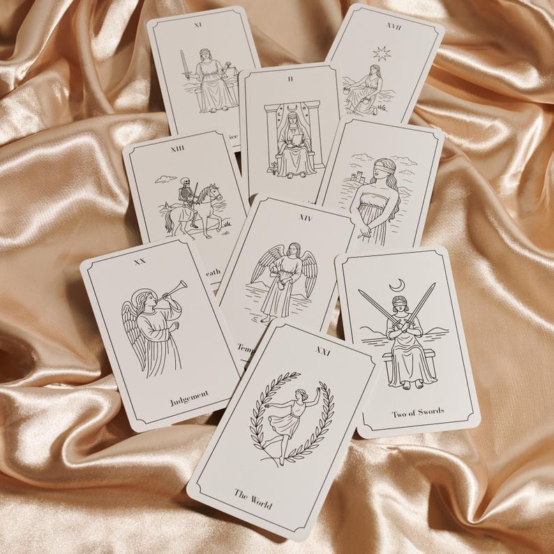Black and White Minimalist Tarot Deck, Indie Line Art Tarot Cards - Etsy
