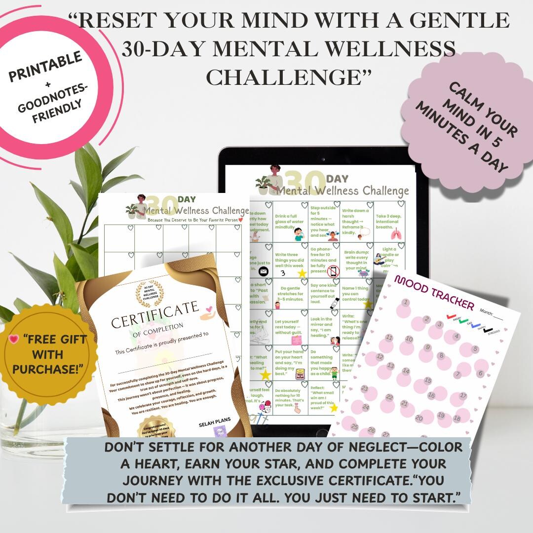 30 Day Wellness Challenge Printable Wellbeing Challenge Tracker ...