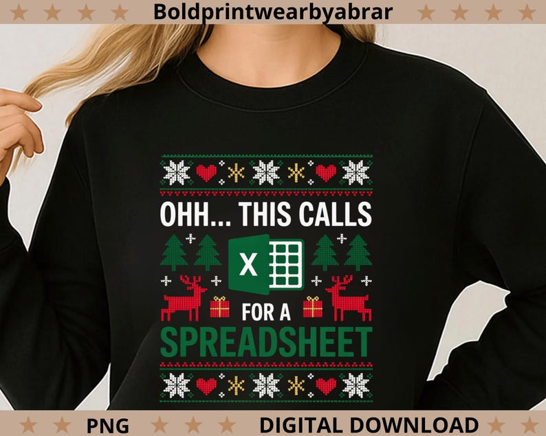 Funny Spreadsheet Christmas PNG, Excel Ugly Sweater Design, Office ...
