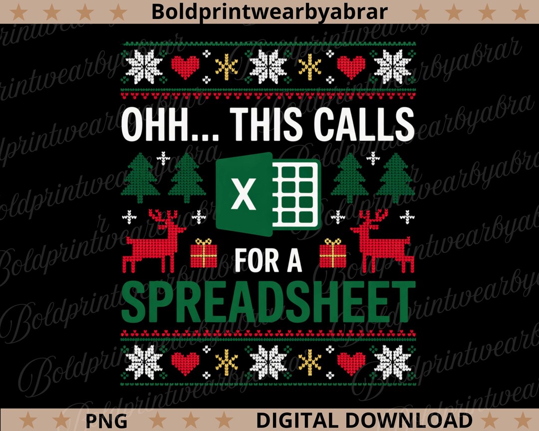 Funny Spreadsheet Christmas PNG, Excel Ugly Sweater Design, Office ...